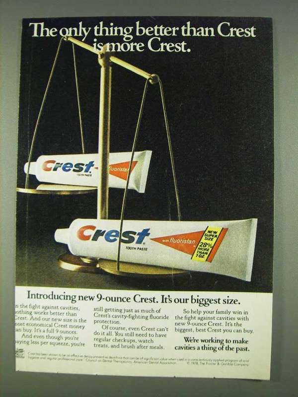 1978 Crest Toothpaste Ad - The Only Thing Better | eBay