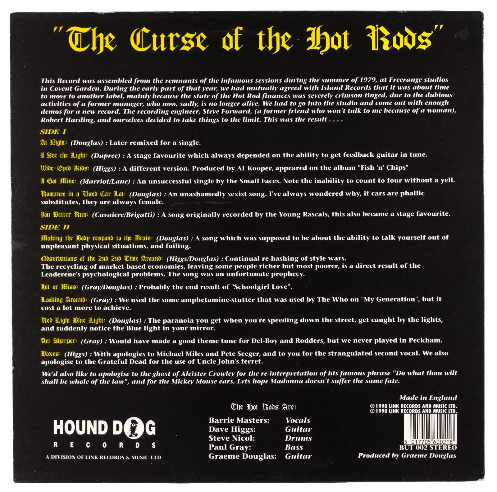 THE HOT RODS - The Curse of the Hot Rods - 1990 UK LP | eBay