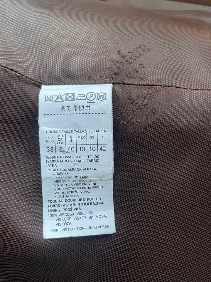 Max Mara Icon Teddy Bear Alpaca Wool Coat Chocolate Brown Size M UK10 ...