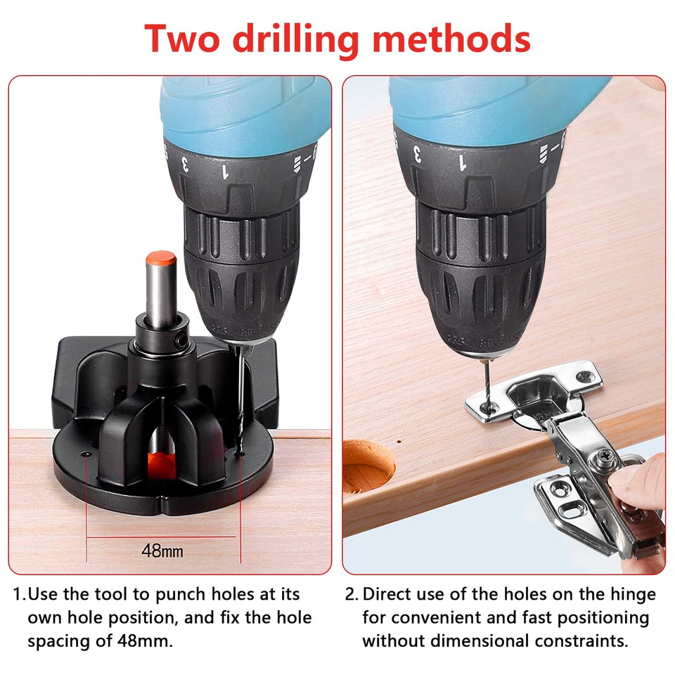 Concealed Positioning Hinge Hole Punch, 35mm Door Hinge Jig with 2 ...