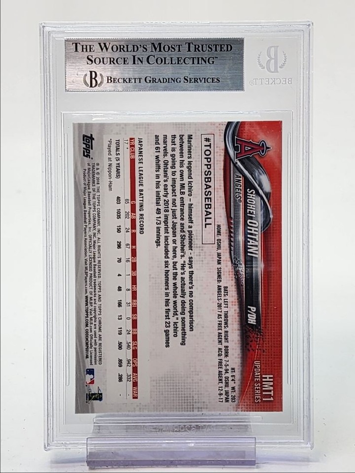 SHOHEI OHTANI 2018 TOPPS CHROME UPDATE SERIES ROOKIE ANGELS RC BGS 9 ...