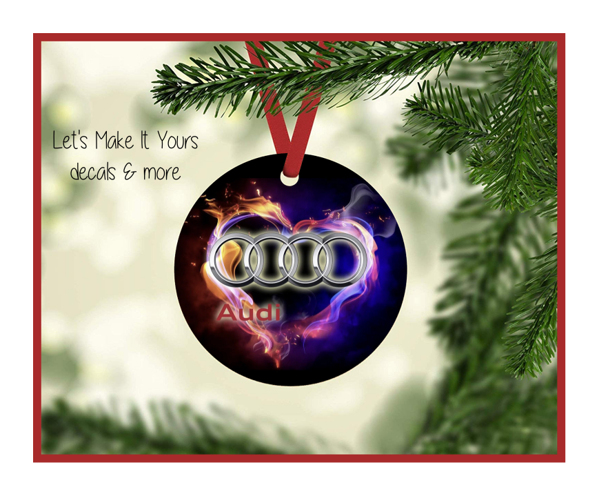 AUDI LOGO LOVE HEART METAL CHRISTMAS ORNAMENT LUGGAGE TAG DECORATION ...