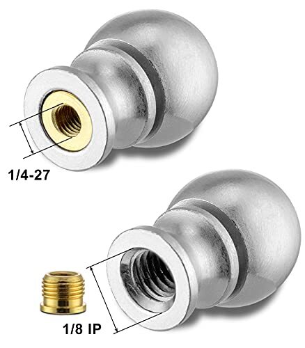 2 Pack Ball Lamp Finials For Lamps Top Knob Lamp Nut dual Thread Lamp ...