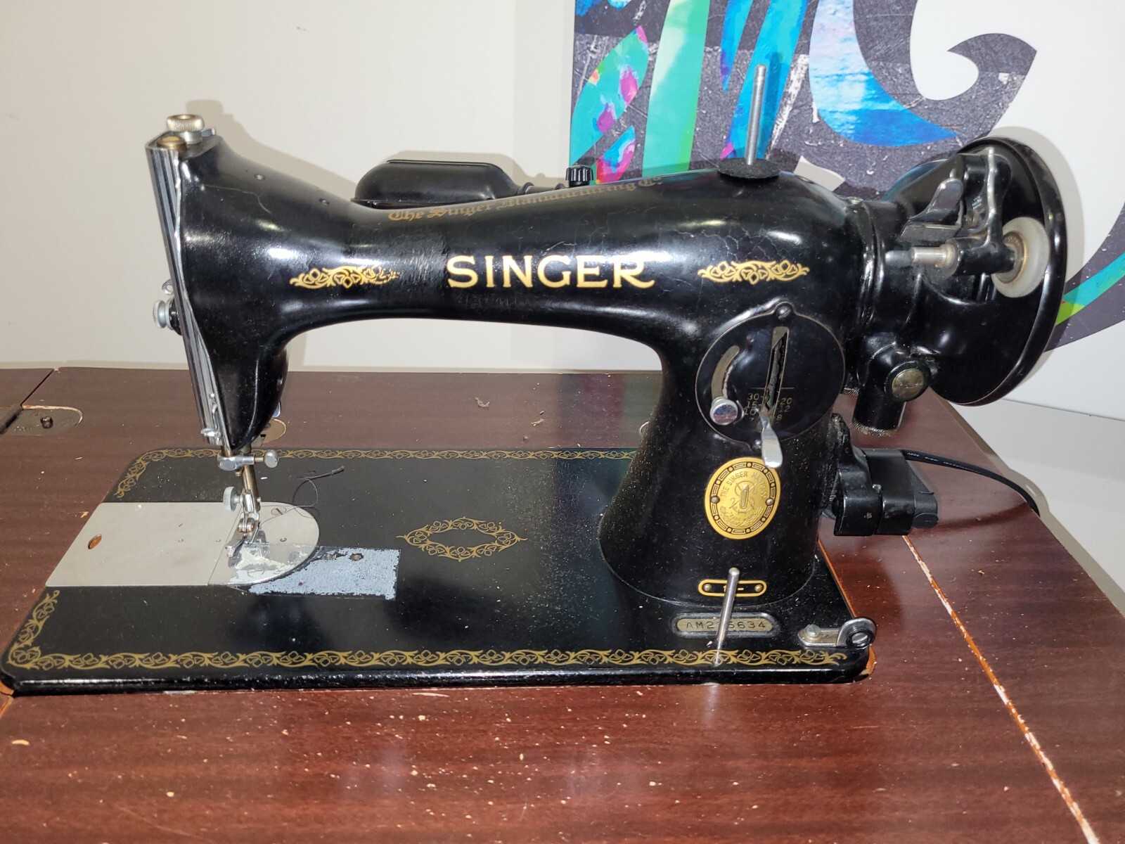 Vintage 1952 Functional Singer Sewing Machine - 15-91 w/ Table & Attachments | eBay