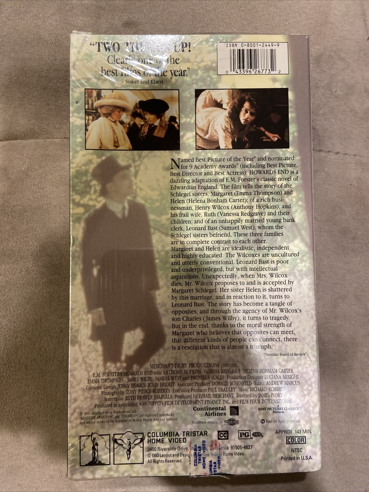 Howards End VHS Movie 1993 Anthony Hopkins 43396267732| eBay