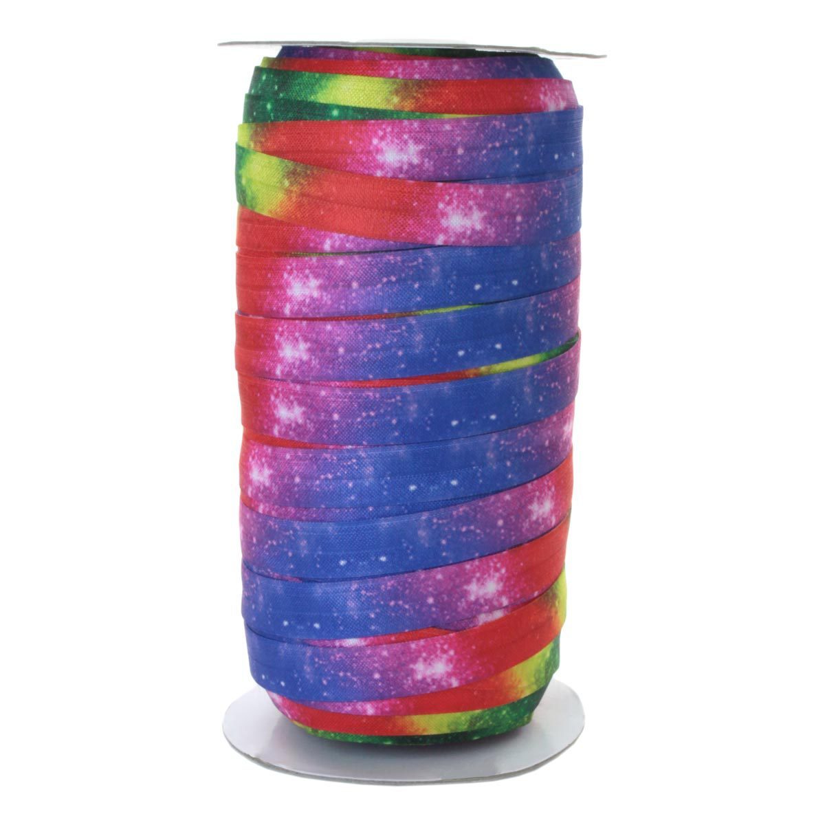 100 Yard Spool - Fold Over Elastic - Rainbow Star Galaxy - 5/8in Wide ...