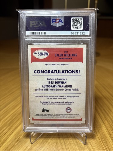 2023 BOWMAN UNIVERSITY CHROME 1955 BOWMAN AUTOGRAPH CALEB WILLIAMS 25/ ...