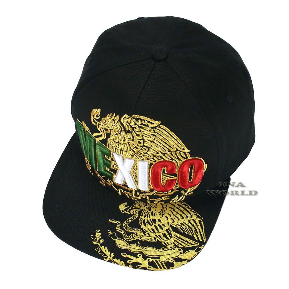 MEXICO Hat Federal Golden Eagle Logo Embroidered Snapback Flat Bill ...