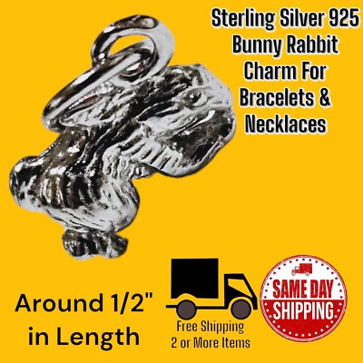 Sterling Silver 925 Bunny Rabbit Charm For Bracelets & Chains New | eBay