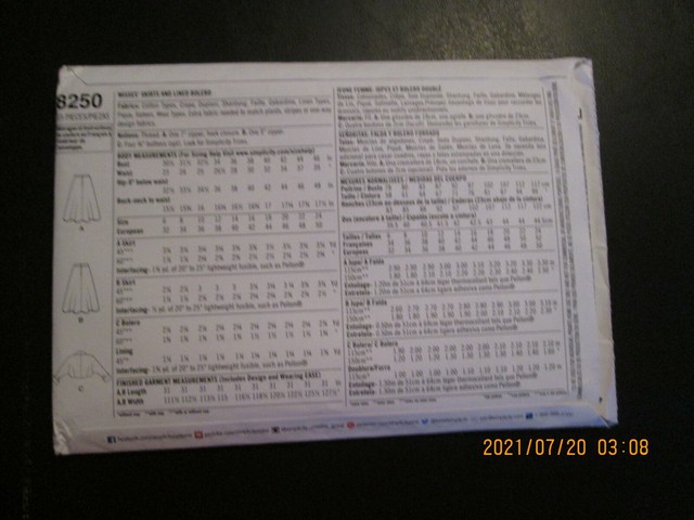 Simplicity Sewing Pattern 8250 Misses Vintage 1950s Skirt Bolero H5 ...