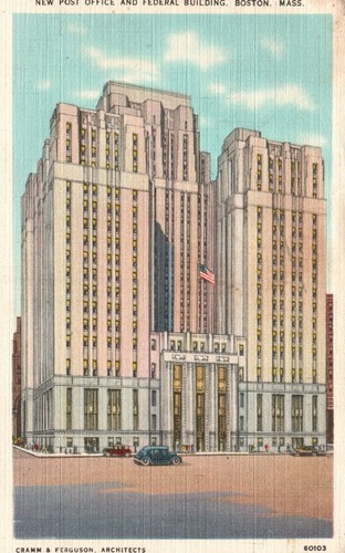 Postcard MA Boston New Post Office Federal Building 1938 Linen Vintage ...