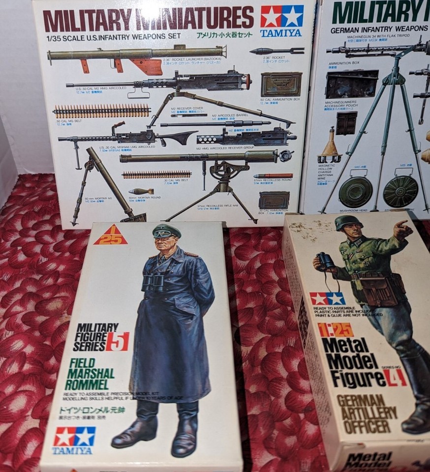 Lot/5 Tamiya Military Miniatures 1/35 Rommel German artillery Wehrmacht ...