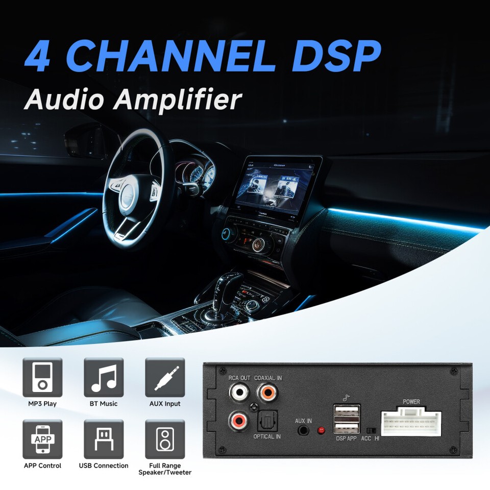 CAR AUDIO DSP AMPLIFIER CAR 4-CHANNEL DSP EQ BLUETOOTH 4-CHANNEL ...