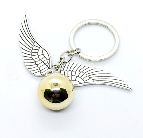 QUIDDITCH SNITCH KEYCHAIN Harry Potter Gold Metal Ball & Wings Key ...