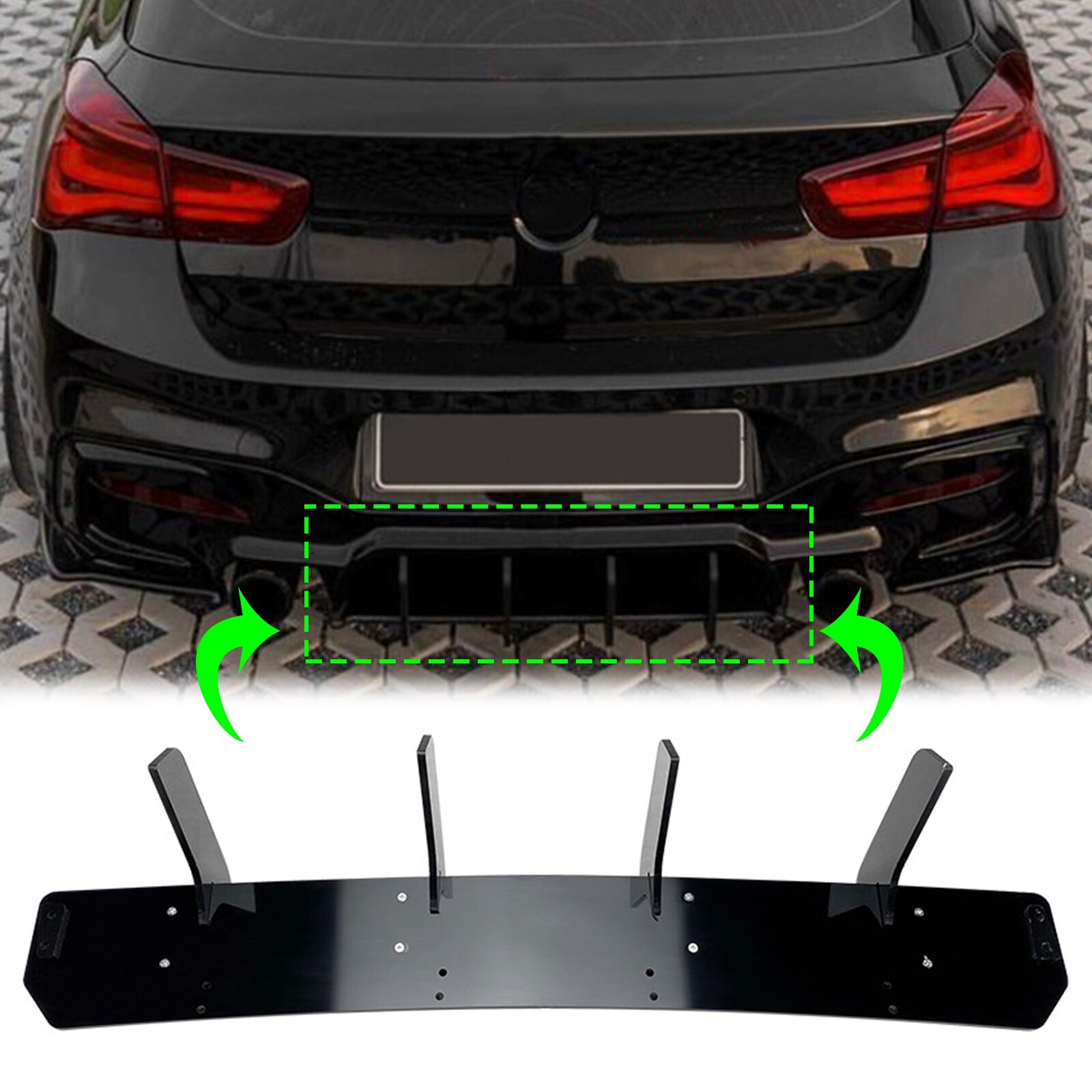 Black Rear Diffuser Lip Cover For BMW 1 Series F20 F21 LCI M135i M140i ...