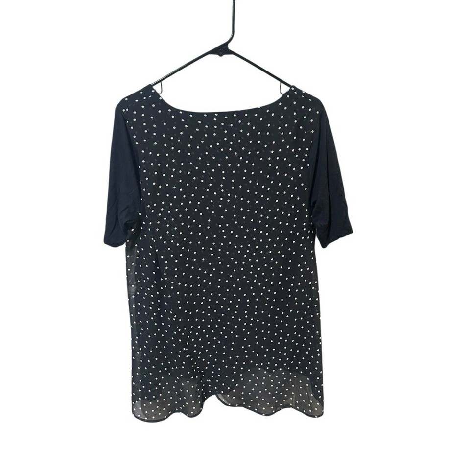 Ann Taylor Size Large Navy Polka Dot Blouse | eBay