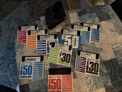 Vintage 10 X 5.25 Floppy Discs Commodore 64 - 84 utilities/games plus ...