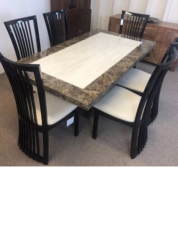 Rectangular Monaco Marble Dining Table 180 * 100 + 6x curveback chairs ...