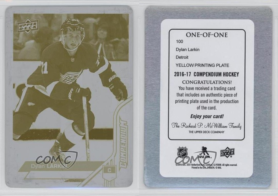 2016-17 Upper Deck Compendium Printing Plate Yellow 1/1 Dylan Larkin ...