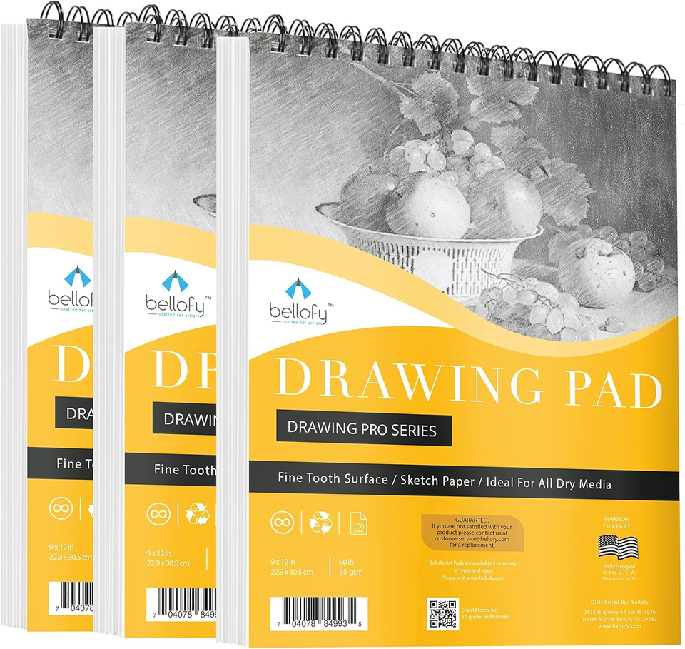 3 X Drawing Paper Pads 9” X 12” | 300 Sheets | 60Lbs 85G | Acid Free ...