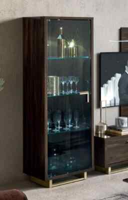 Volare Italian High Gloss Walnut 1 Door Display Cabinet with Led ...