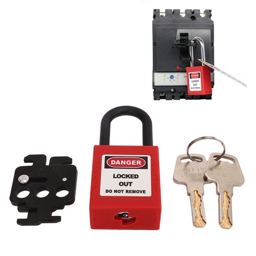 MCB Lockout Tagout Steel Circuit Breaker Lock 38mm Shackle Nylon ...