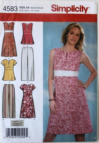 Simplicity 4583 Misses Dresses Top Cropped Pants Sewing Pattern Sz 10 ...