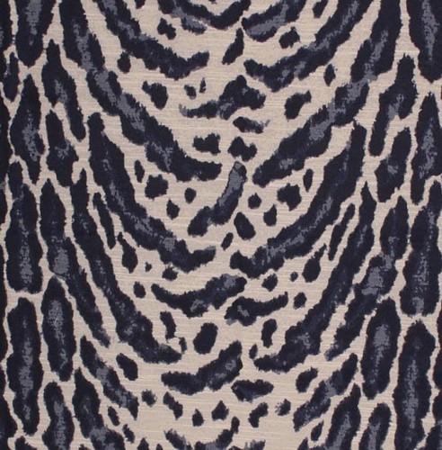 Navy Blue Ocelot Cheetah Animal Print Jaguar Tribal Fabric Upholstery ...