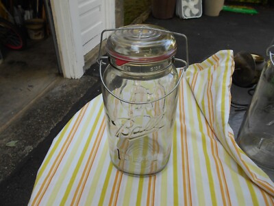 Huge Gallon Ball IDEAL Jar with EAGLE Decoration Glass Lid & Wire Bale ...