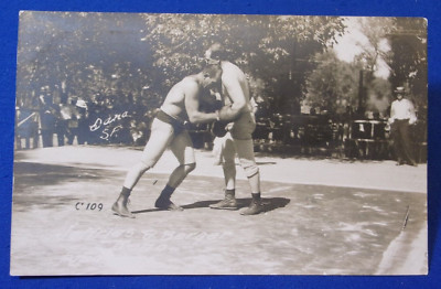 Boxing: Ca. 1910 RPPC of JAMES JEFFRIES v. SAMUEL BERGER Bout. Outdoors ...