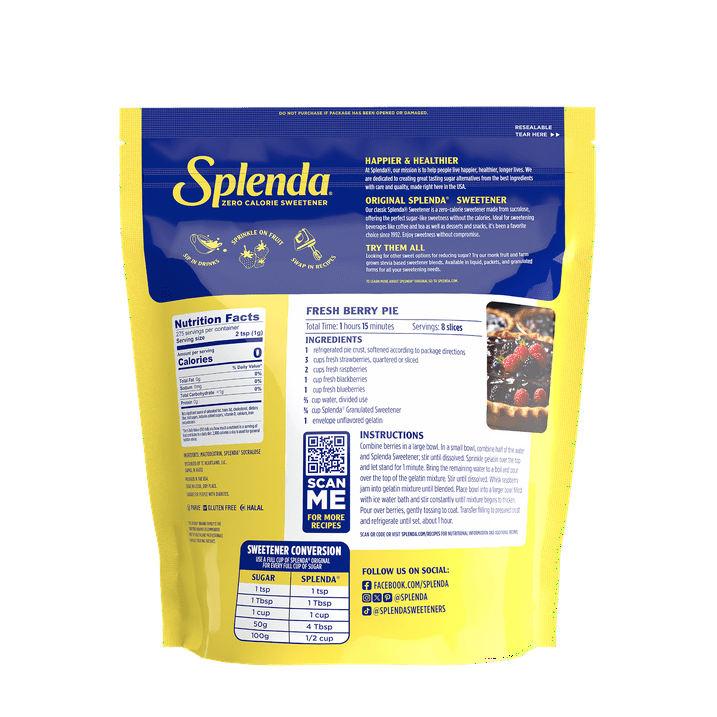 SPLENDA No Calorie Sweetener, Granulated Sugar Substitute, Resealable ...