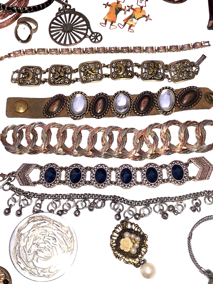 Vintage Jewelry Lot Of 100+ pcs BOHO necklace copper bracelet stone ...