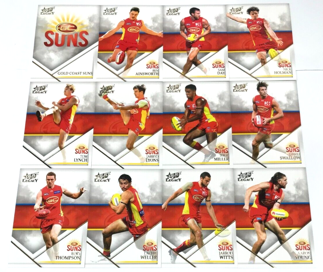 2018 SELECT AFL LEGACY TRADING CARD FULL BASE CARD TEAM SET (12)-GOLD ...