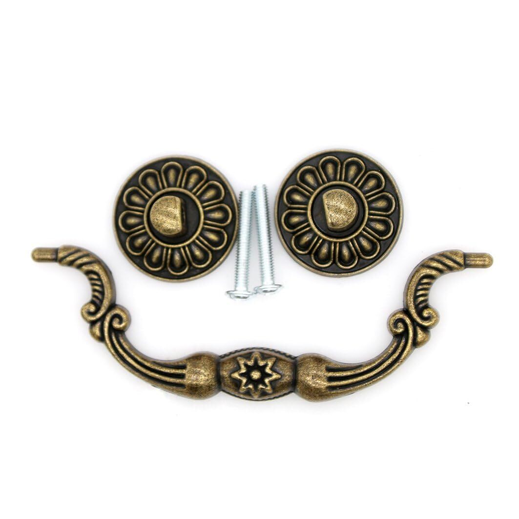 4 PCs Vintage Retro Antique Brass Bail Pull Handle for Wooden Drawer ...