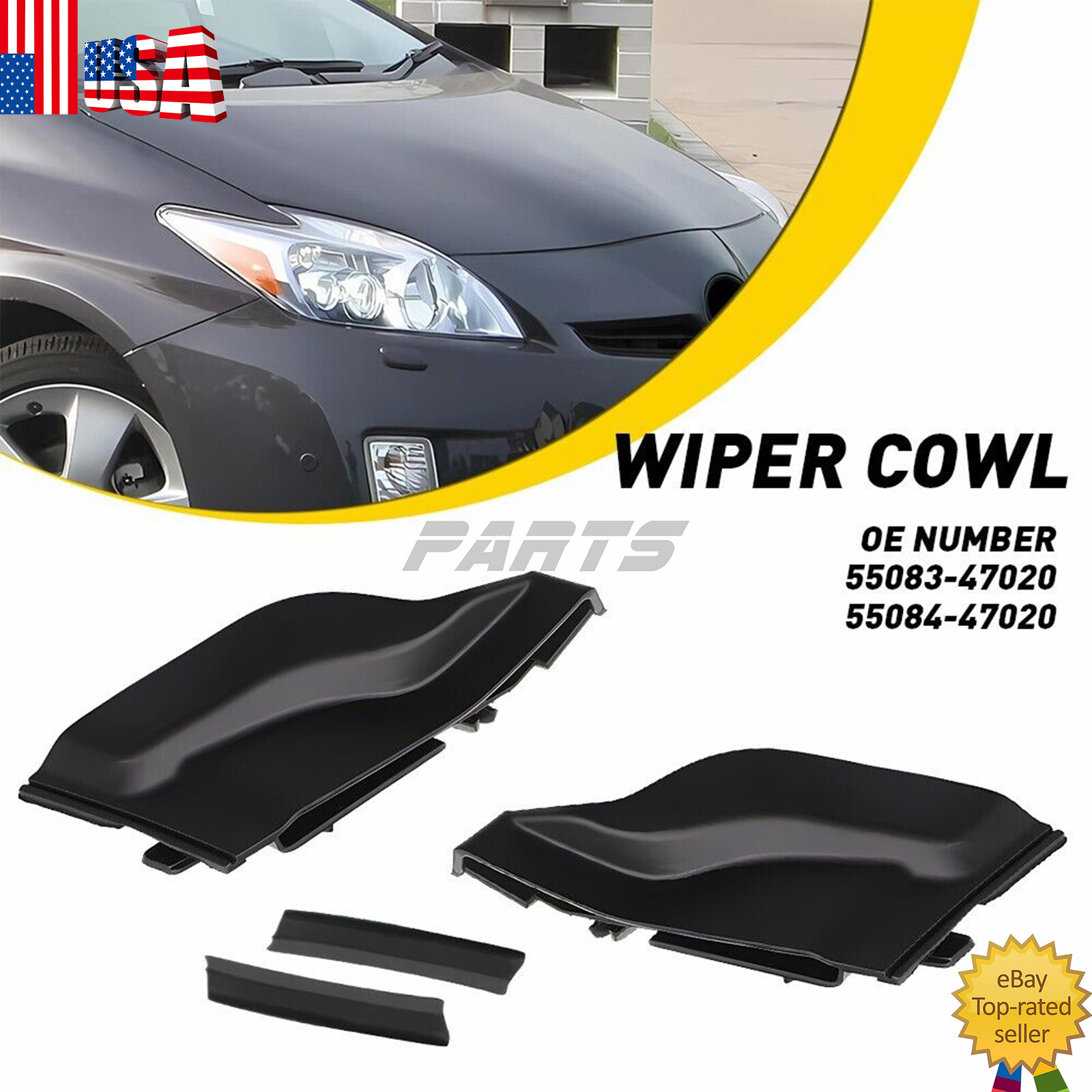 Front Windshield Wiper Side Cowl Extension Cover Trim 2010-2015 For ...