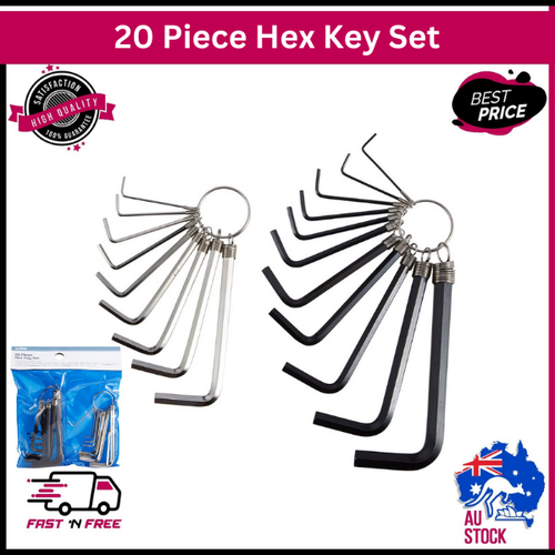20 Piece Hex Key Metric and Imperial Allen Alan Allan Key Set Tools Kit ...