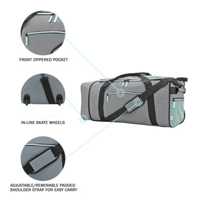 Compactible Rolling Duffel W/Skate Wheels Weather Resistant Storage ...