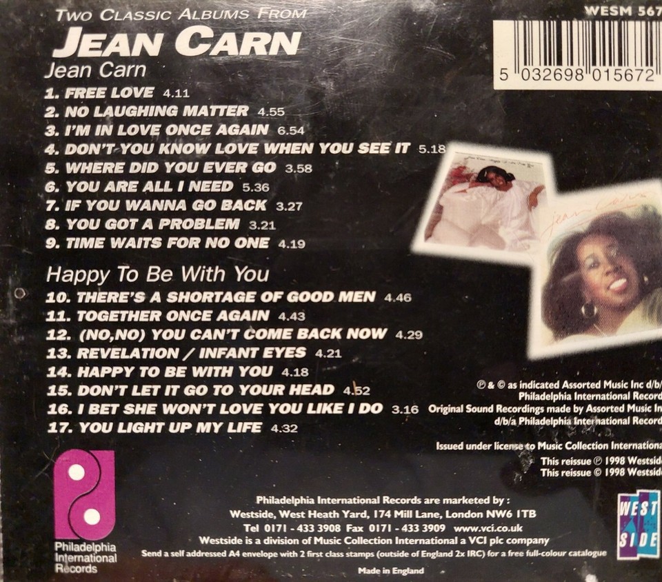 Jean Carne : Jean Carne / Happy To Be With You - Audio CD (No Front ...