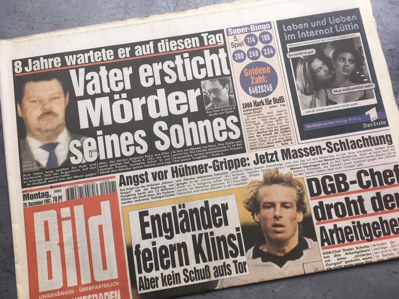 BILDzeitung 29.12.1997 Dezember 29.12.1997 Geschenk 21. 22. 23. 24 ...