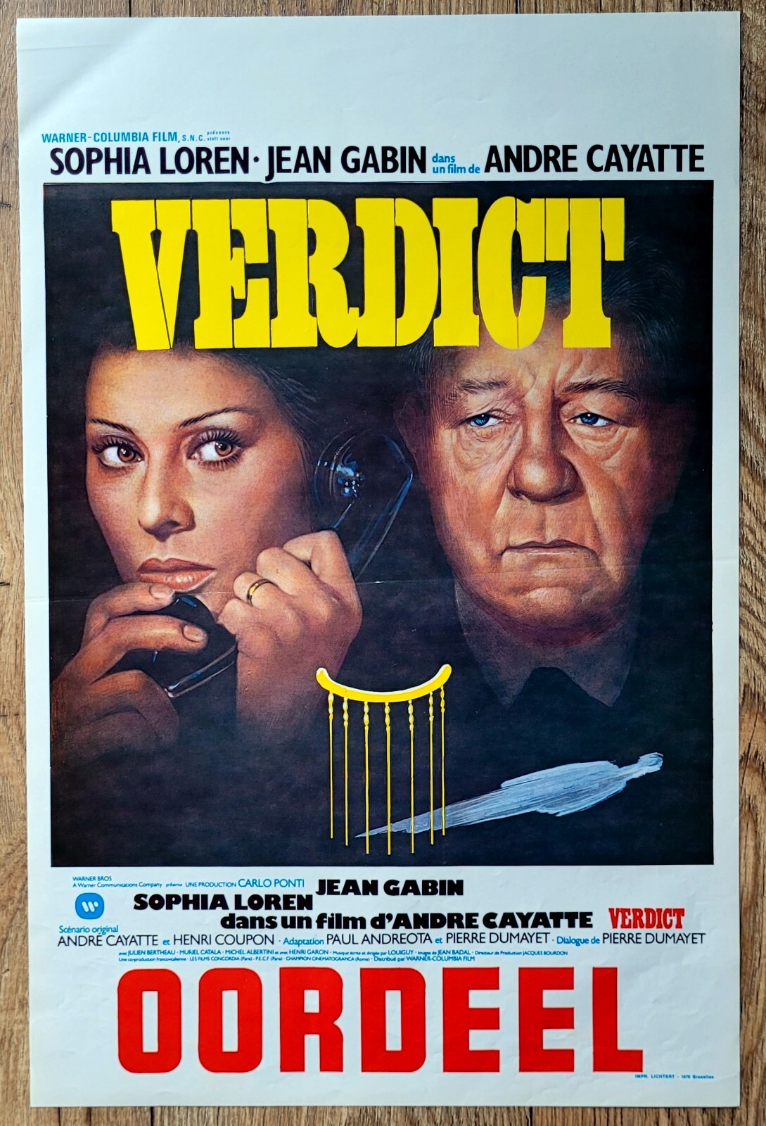 belgian poster VERDICT, JEAN GABIN, SOPHIA LOREN, CAYATTE | eBay
