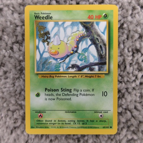 Weedle 69/102 Base Set Unlimited Pokemon Card TCG Vintage WOTC Common ...