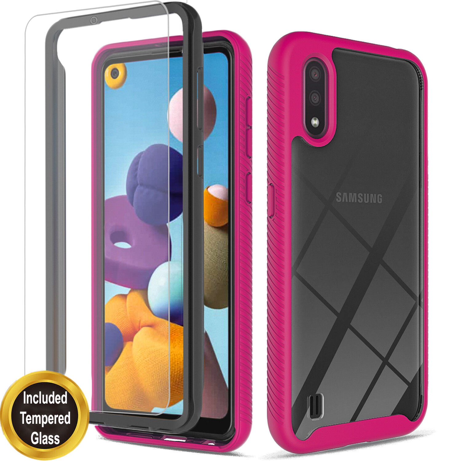 For Samsung Galaxy A21 Phone Case Cover Shockproof + Tempered Glass ...