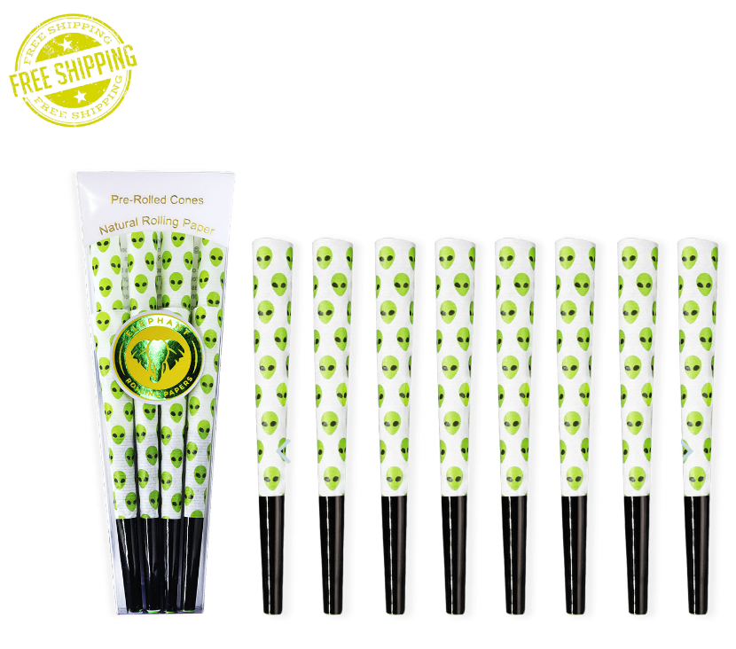 Alien Head Pre Rolled Cones 98mm Slow Burn Natural * 8 CONES * Elephant ...