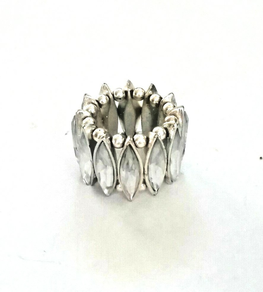 JD9338 UNIQUE SILVER PLATED CLEAR GEMSTONE STRETCH WEDDING RING | eBay