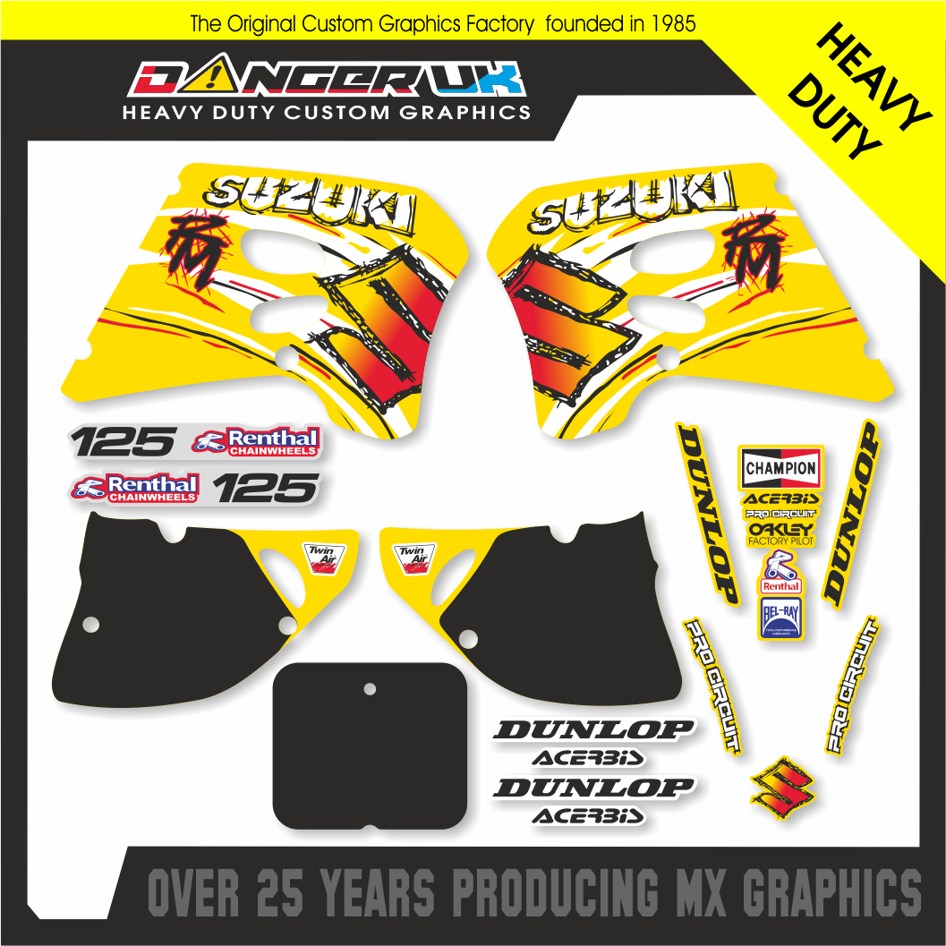 SUZUKI RM 125 1993 1994 1995 FACTORY MOTOCROSS MX RETRO GRAPHICS | eBay
