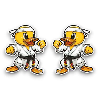 2x Small Funny Rubber Duck Karate Vinyl Sticker Decals Car Window ...