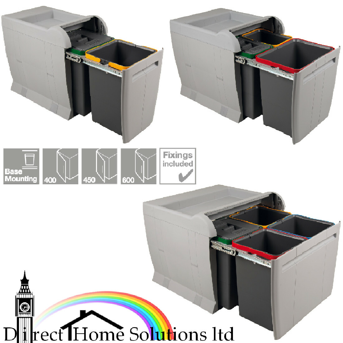 Hafele City Kitchen Pull Out Waste Bin For 400mm / 450mm / 600mm ...