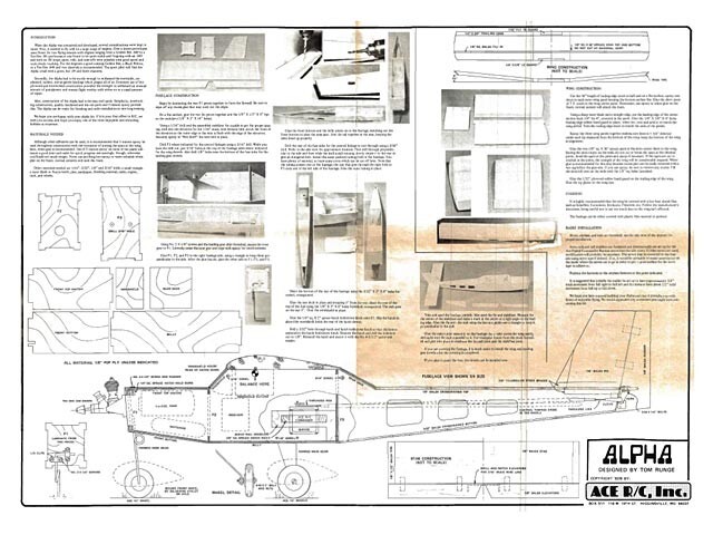 Alpha RC Sport Model 40" WS RC Model Airplane Plans Templates PDF on ...