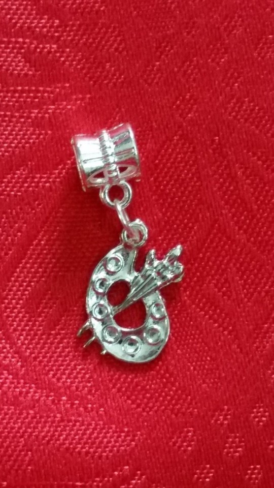 ART PALETTE CHARM - ANTIQUE SILVER - SILVERTONE - PAINTING - ARTIST ...