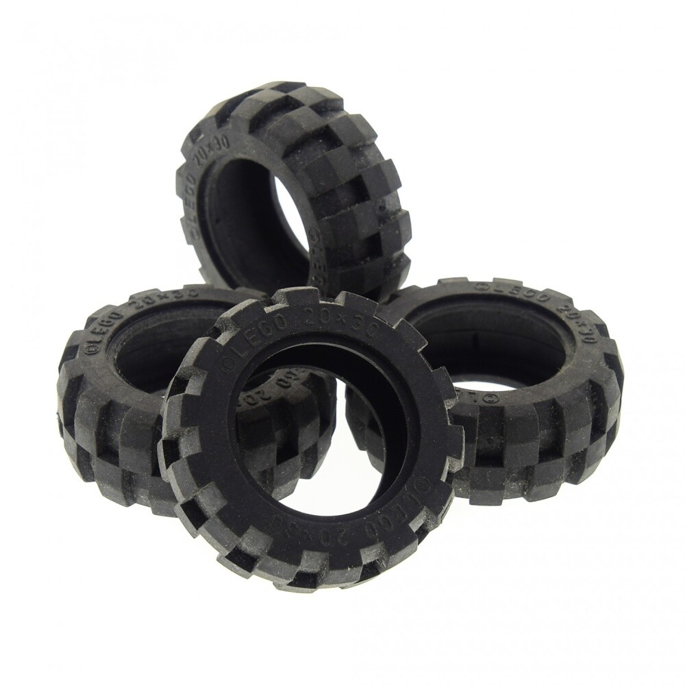4x LEGO Technic Wheel Black 20x30 Balloon Tyre Medium Soft Car 658126 ...